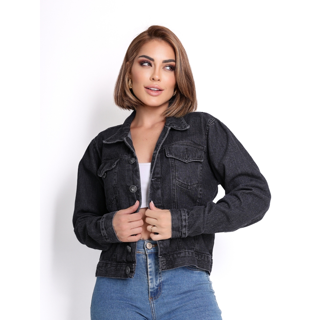INFINITO MODA Jaqueta Jeans Black Grafite Moda Feminina MODEL NOVO DE ...