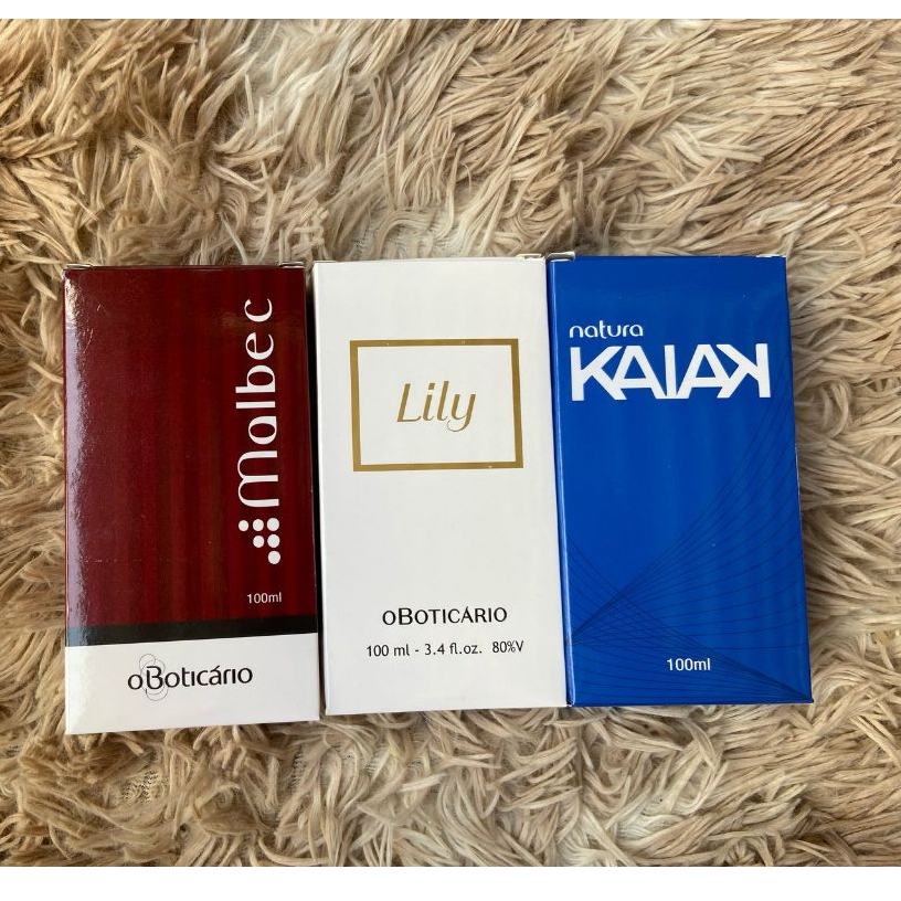 Kit 3 perfumes Malbec, Kaiak e Lily 100ml cada | Shopee Brasil