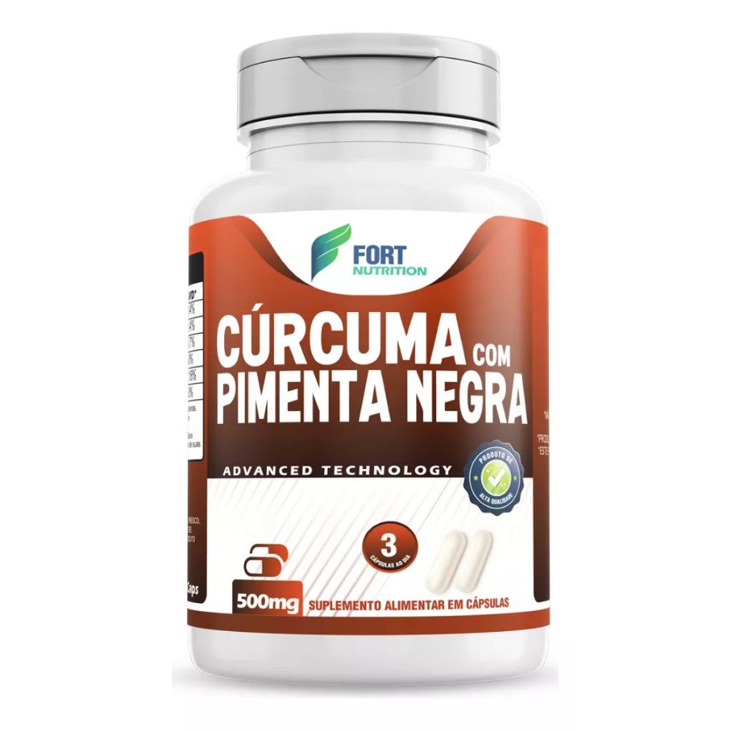 Fort Nutrition Cúrcuma Com Pimenta Preta Premium Frasco Com 60 Cápsulas ...