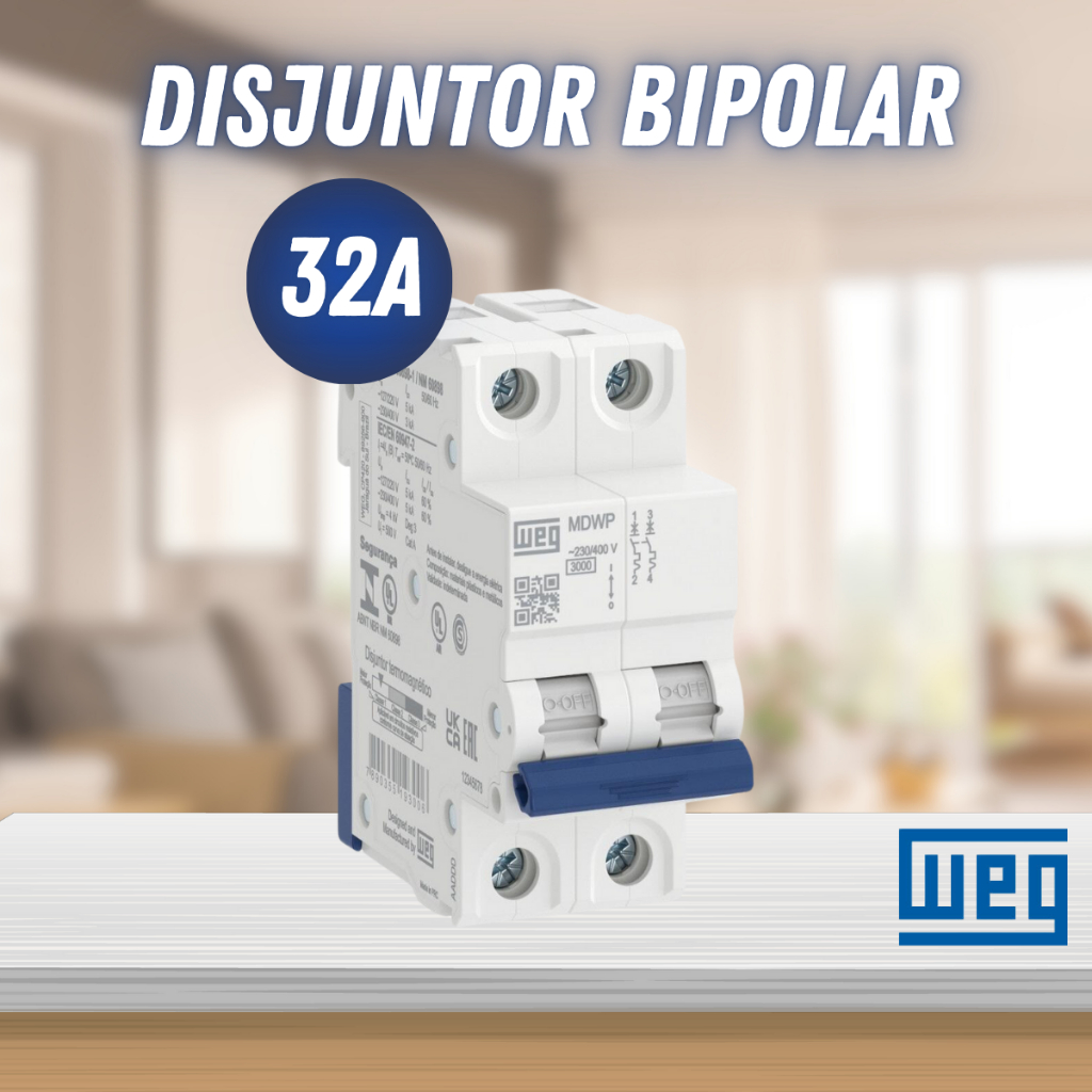 Disjuntor Bipolar Termomagnético Mdwp De 32a 400Vca Curva C - Weg | Shopee Brasil