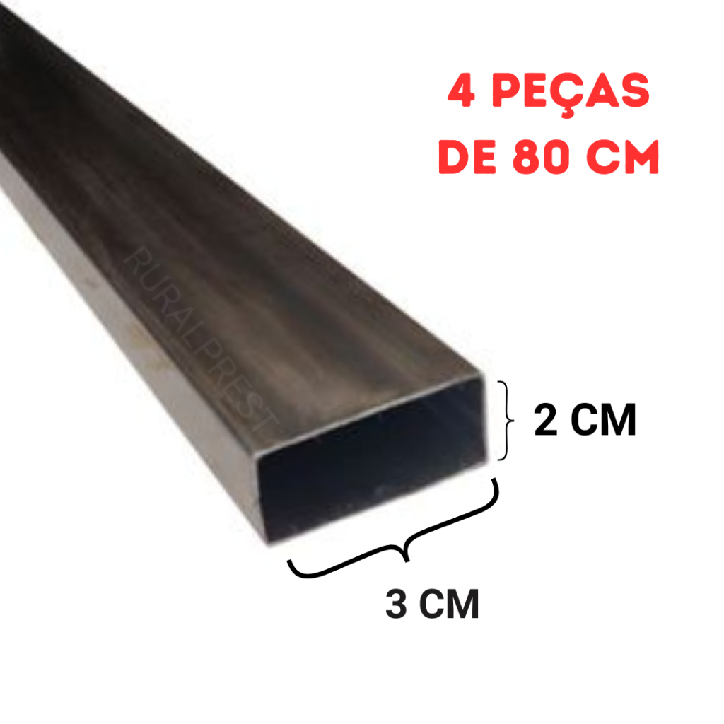 METALON 20X30 TUBO RETANGUAR DE AÇO - 4 PEÇAS DE 80CM | Shopee Brasil