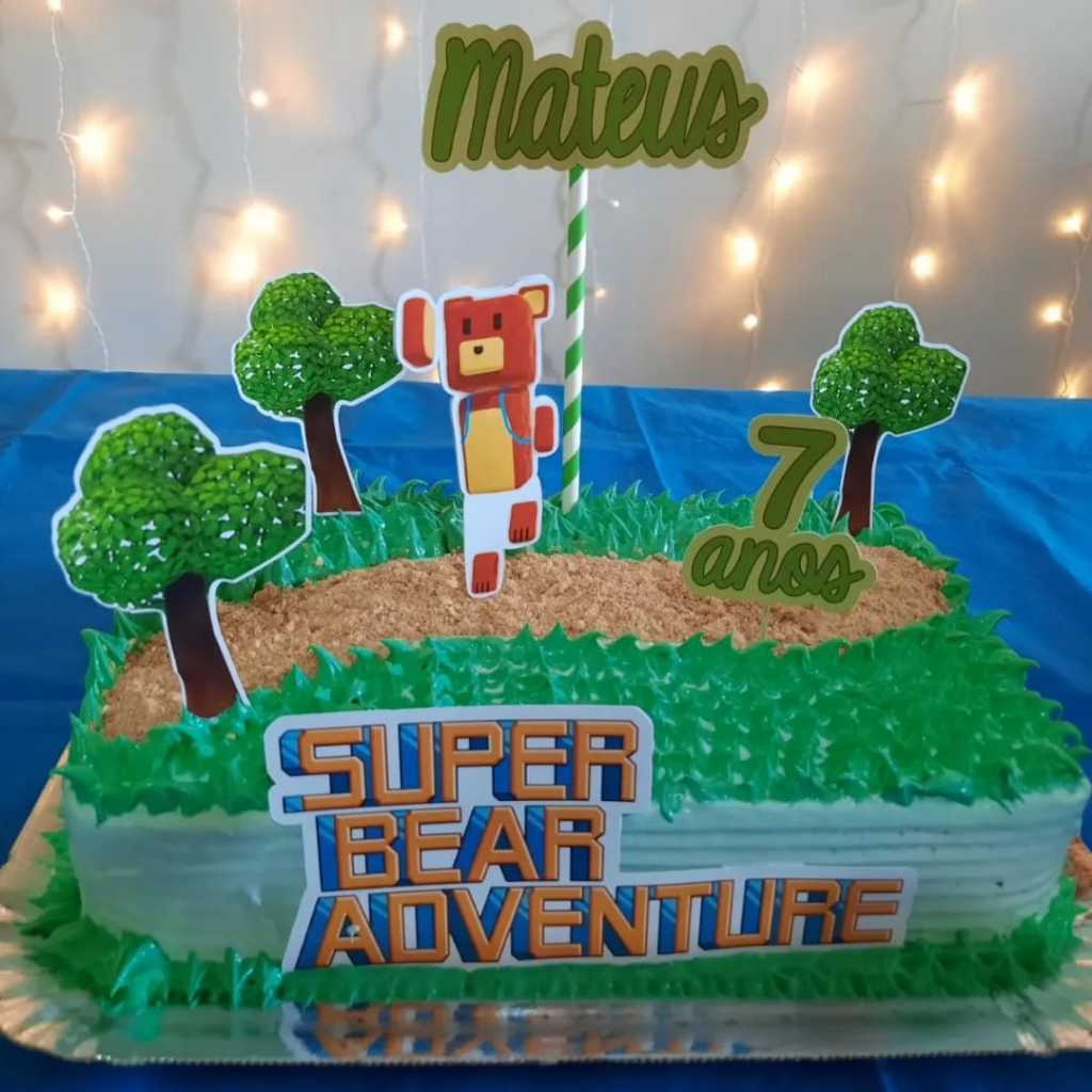 Topo personalizado Super Bear Adventure/Decoração Super Bear Adventure ...