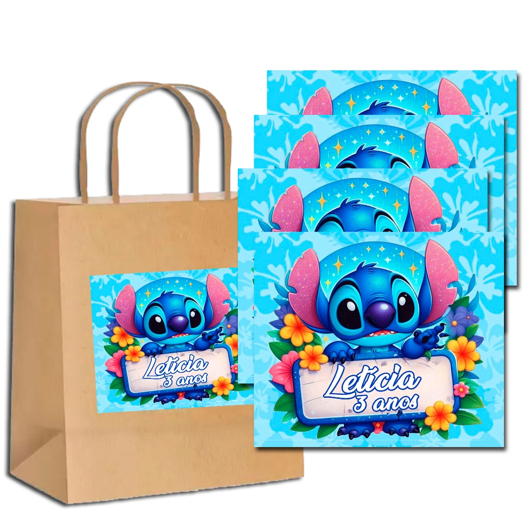 Adesivos Rótulos p/ Sacola Surpresa Tema Stitch / Lilo & Stitch ...