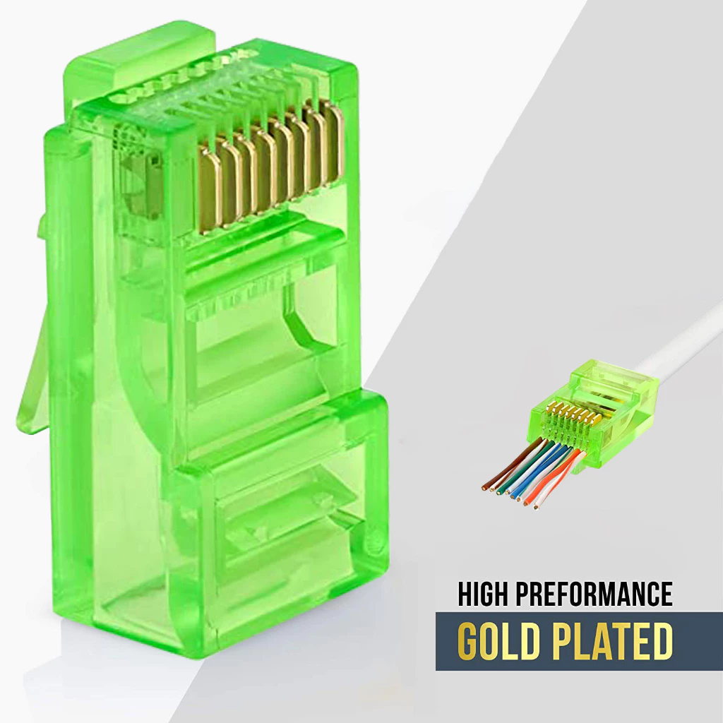 CONECTOR ZOERAX RJ45 CAT6, VERDE, PLUGUE MODULAR EZ PARA CRIMPAGEM PARA ...