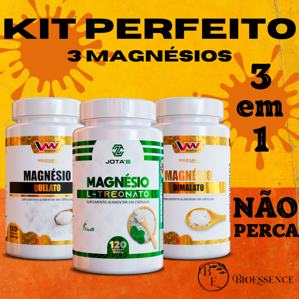 Kit Perfeito 3 Magnésios - L- Treonato, Dimalato e Quelato - 100% originais | Shopee Brasil