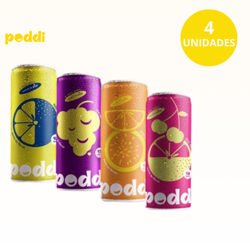 Kit 4 Latas Refrigerante Prebiótico 300ml - PODDI | Shopee Brasil