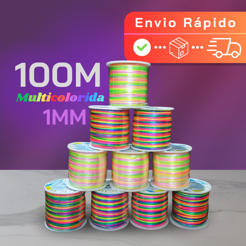 Fio de Cetim Linha Colorida Rabo de Rato Rolo Com 100 metros 1mm ...