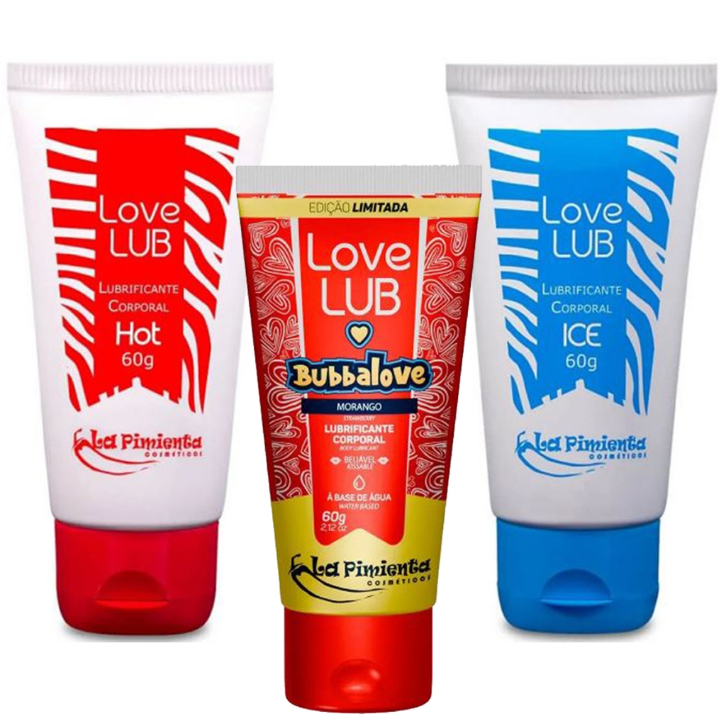 Kit Gel Lubrificante Para Sexo Anal ou Vaginal Love Lub / Hot /Ice/ Morango ORIGINAL | Shopee Brasil