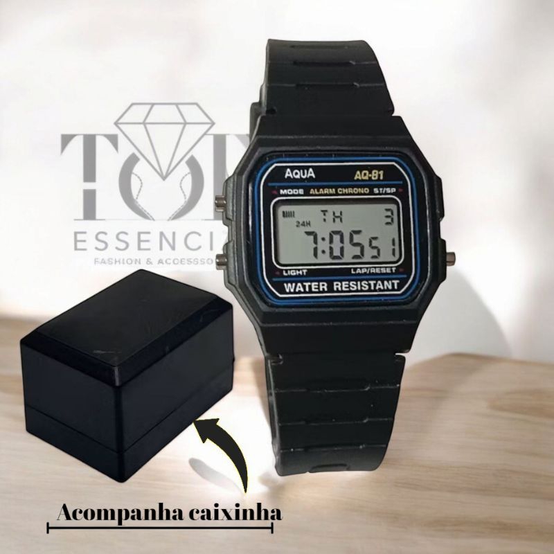 Relógio Aqua AQ-81. resistente a 'água masculino e feminino | Shopee Brasil