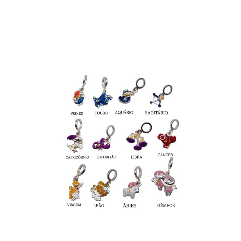 Berloques em prata 925 Legítima/Signos | Shopee Brasil