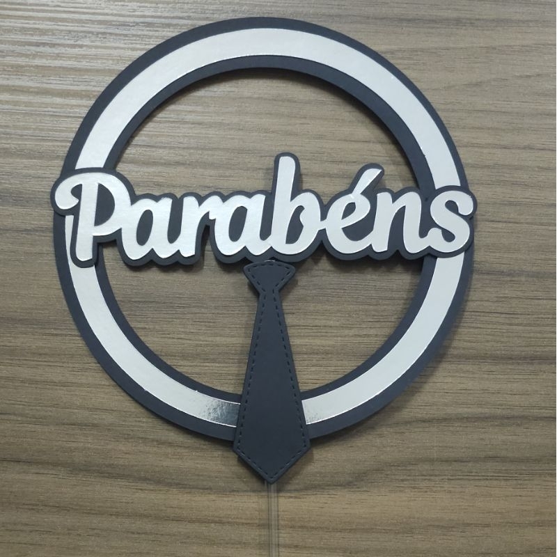 Topo de bolo parabéns masculino. Topper redondo com gravata. | Shopee ...