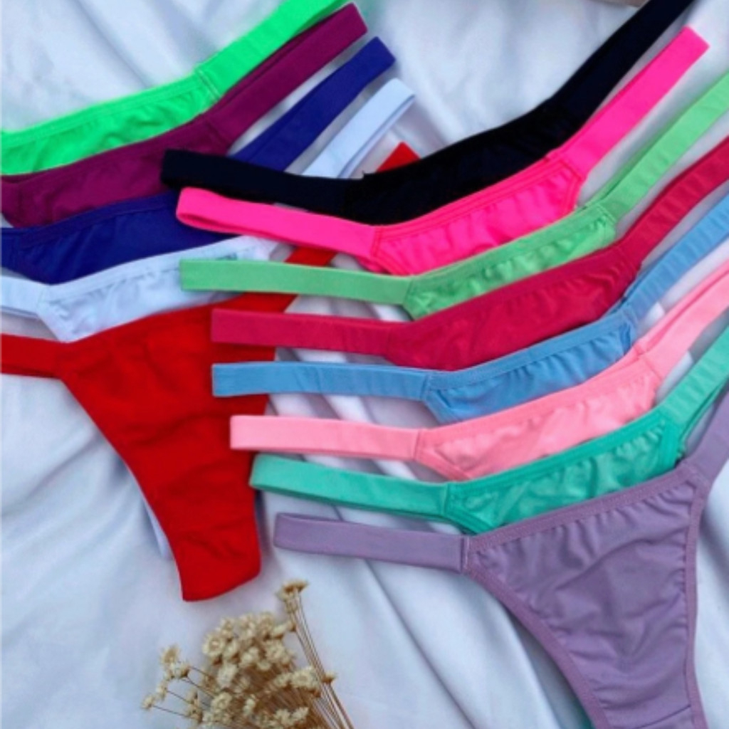 Kit 3 Calcinhas Fio Duplo Laterais em Tirinhas Microfibra | Shopee Brasil