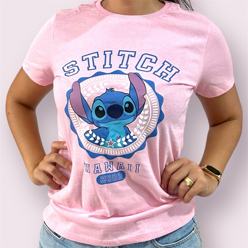 Blusa personagem Stitch rosa camisa desenho animado | Shopee Brasil