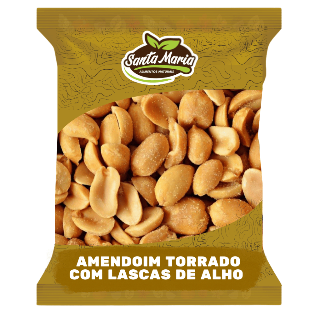 Amendoim Torrado Sem Pele Temperado com Lascas de Alho 1kg- Santa Maria ...