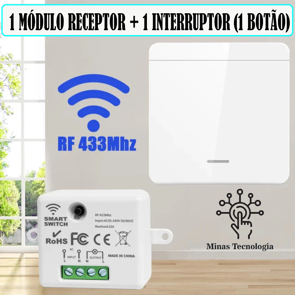 Módulo rf433 + interruptor sem fio - instalação fácil sem quebrar ...
