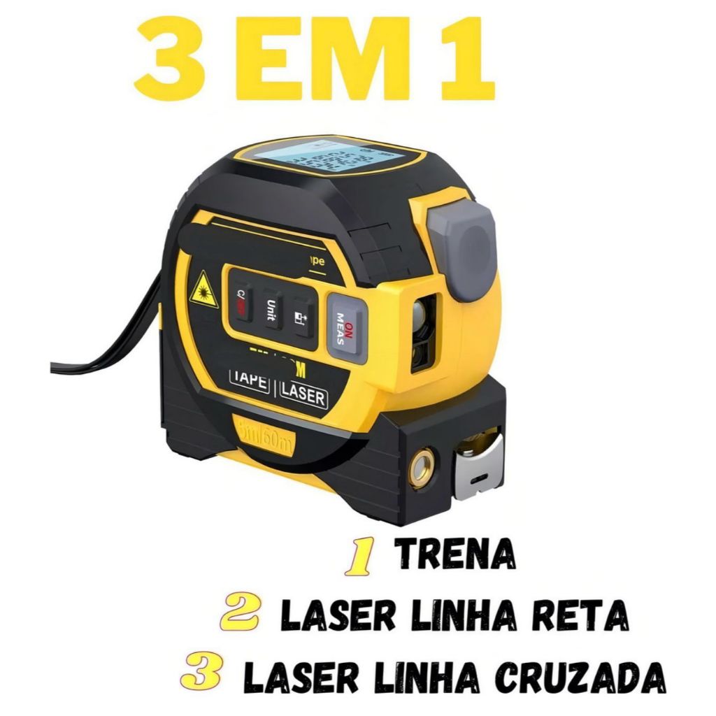 Trena Digital 3 em 1 com Função nivel a laser 4D 40M Com Visor LCD ...