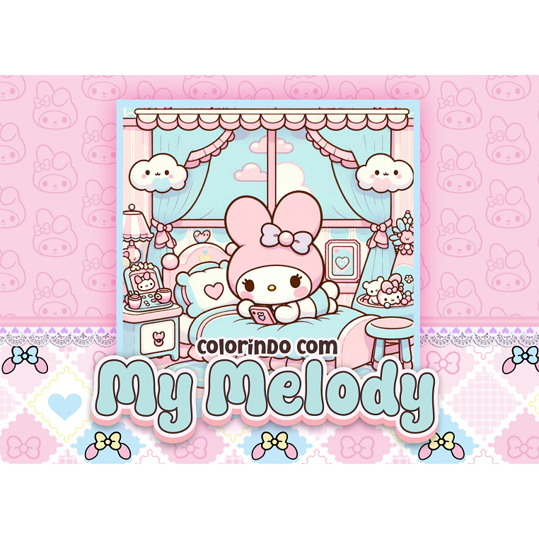 Livro de Colorir My Melody Estilo Bobbie Goods /coloring book anti ...