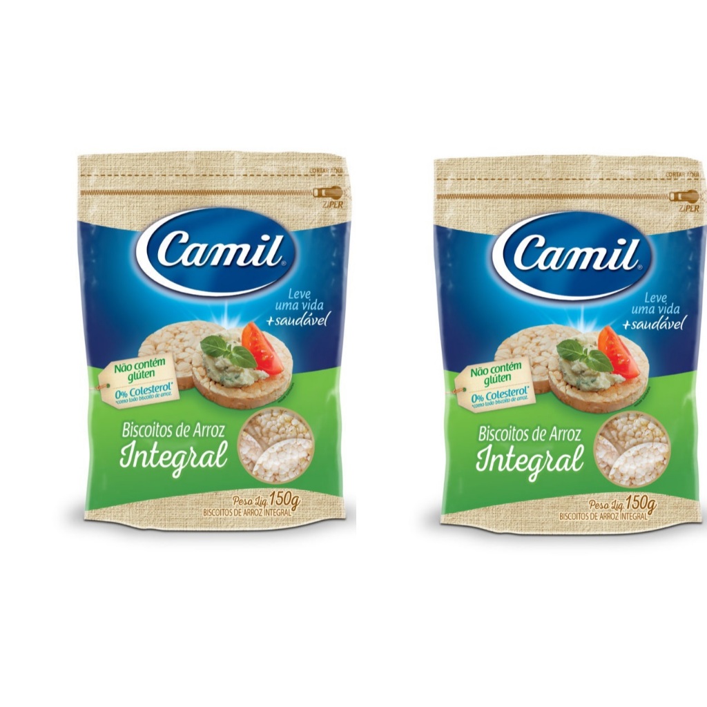 Kit 02 pcts Biscoito De Arroz Integral Camil 150g | Shopee Brasil
