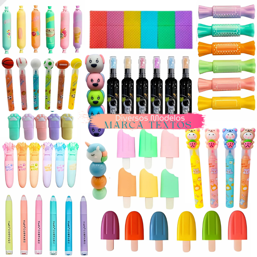 Kit 30 marca texto fofo e baratos varios modelos - KIT marca texto fofo ...
