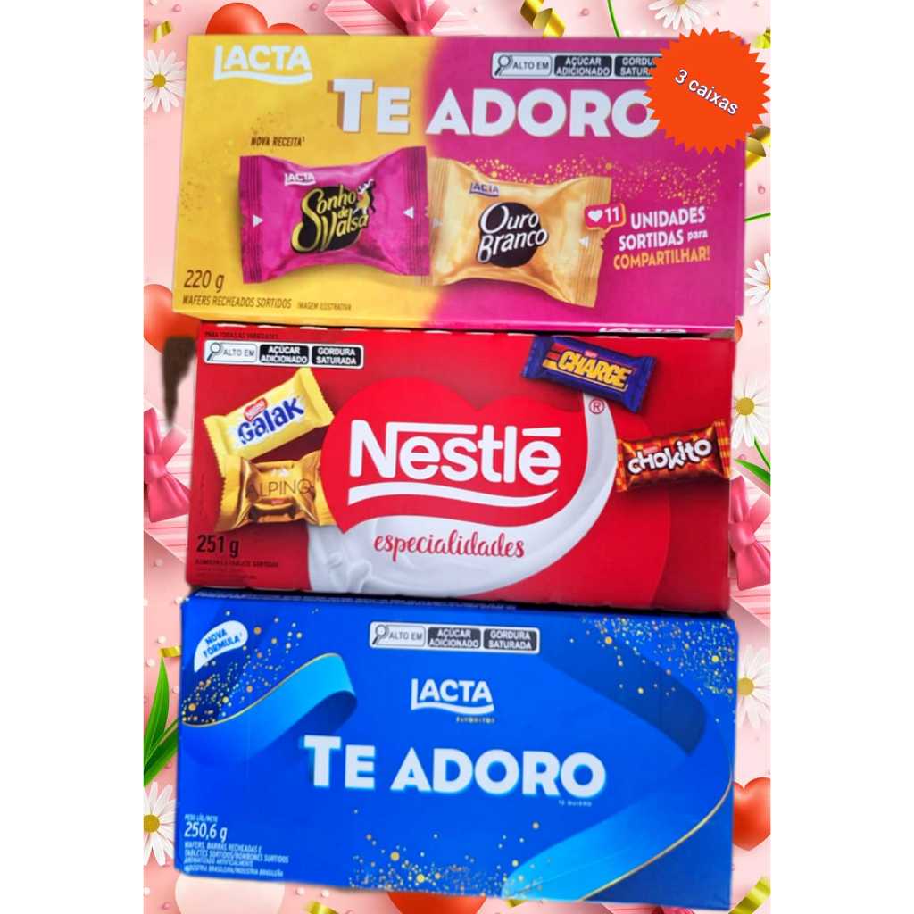 Kit 3 Caixas De Bombom Chocolate Nestlé / Lacta / Lacta sonho de valsa ouro branco ou kit 3 ...
