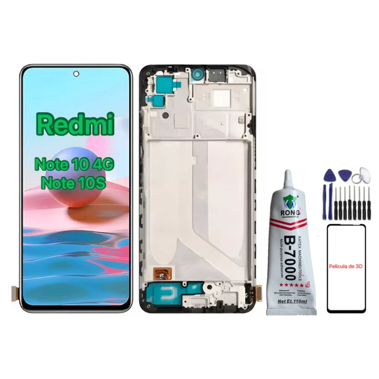 Tela Frontal Display Touch Compativel Xiaomi Redmi Note 10 4G / Note 10s M2101K7Al Incell/ Oled ...