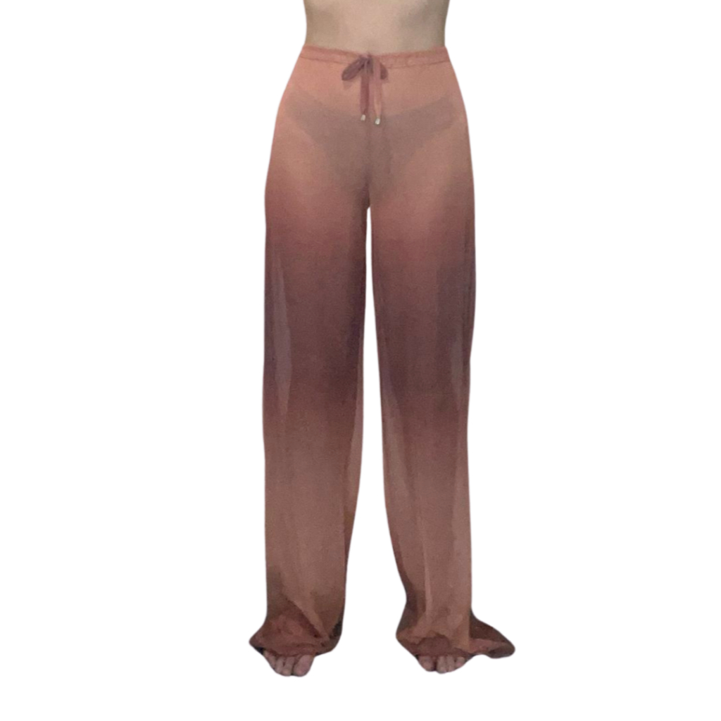 Calça em Malha de Tule Saída de Praia Verão Moda Praia Linhas Tropicais ...