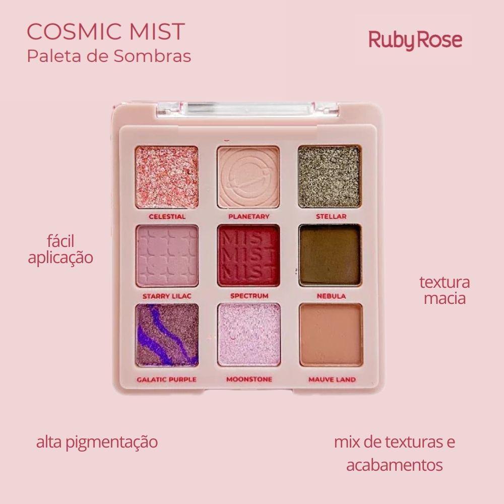 Paleta de Sombras Cosmic Mist Ruby Rose – 9 Cores Alta Pigmentação ...
