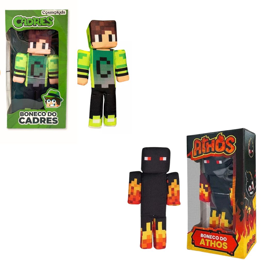 Kit 2 Bonecos Athos + Cadres Gamer Minecraft Articulado Youtuber ...
