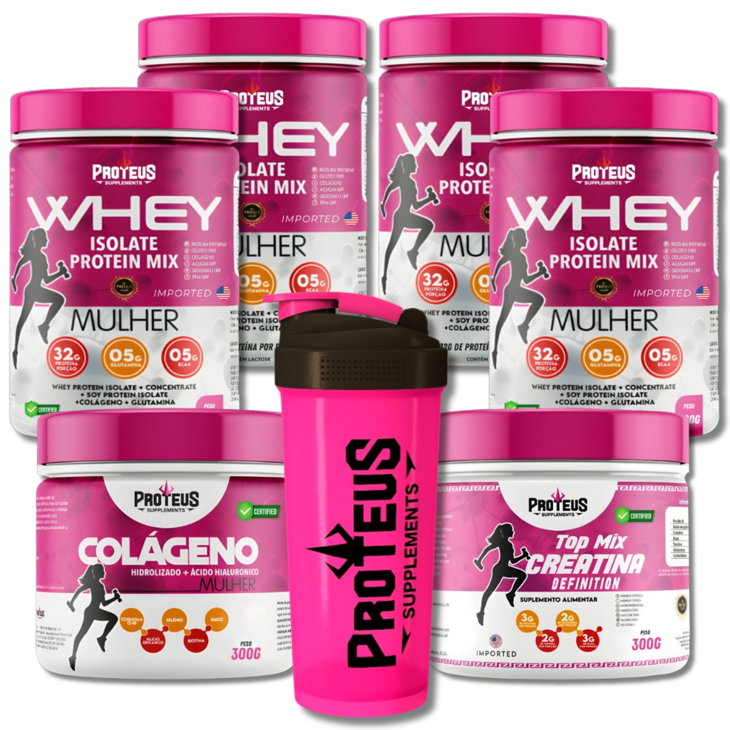 Kit Suplemento Proteus Whey Feminino Isolado 2kg + Colágeno 300g ...