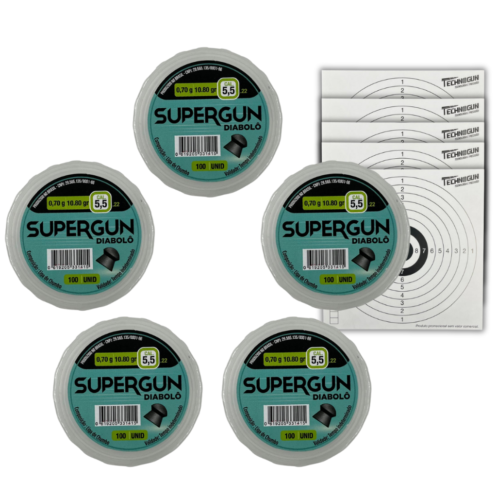 Supergun Diabolo 5,5 - Pote C/ 100 Pcas ( 5 Unidades) | Shopee Brasil