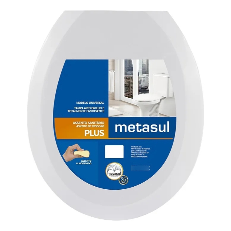 Assento Sanitário Almofadado Conforto Oval Universal Plus Slim Metasul ...