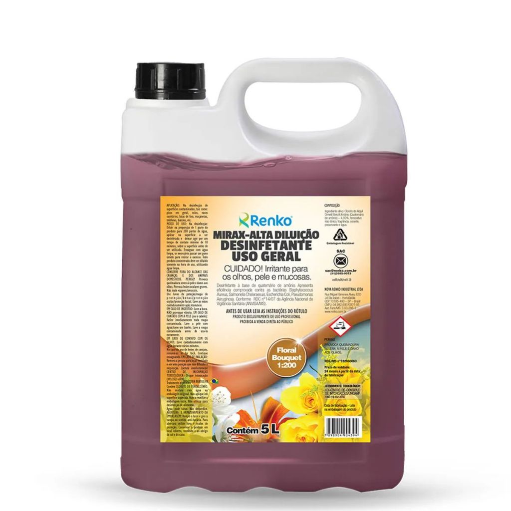 Mirax Desinfetante Alta Diluicao Floral Bouquet 5L | Shopee Brasil