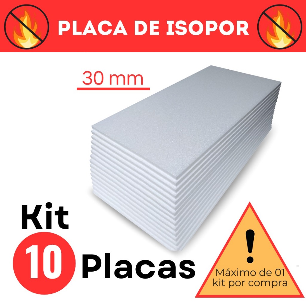 Kit 10 Placas de Isopor 3cm Isolamento Calor e Som Anti Chamas | Shopee Brasil