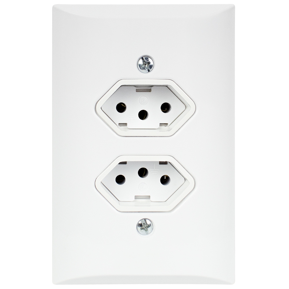 20 Unidades de Tomada Dupla 2p+t Com Pino de 20A Placa Branca Espelho Com Inmetro Bivolt 127V e ...