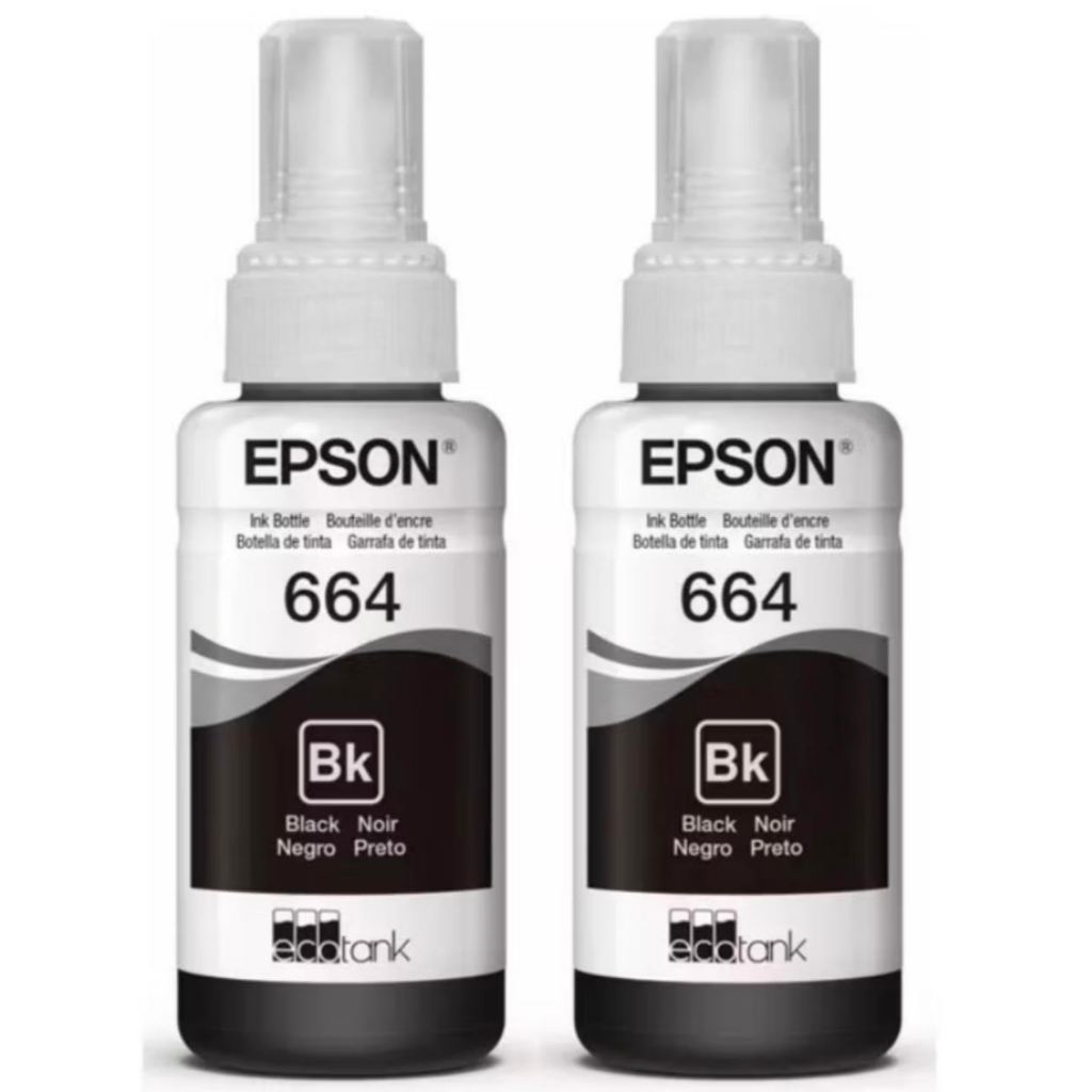 Kit 2 Tinta Epson Original Refil 664 L355 L365 L375 L395 L495 PRETO ...