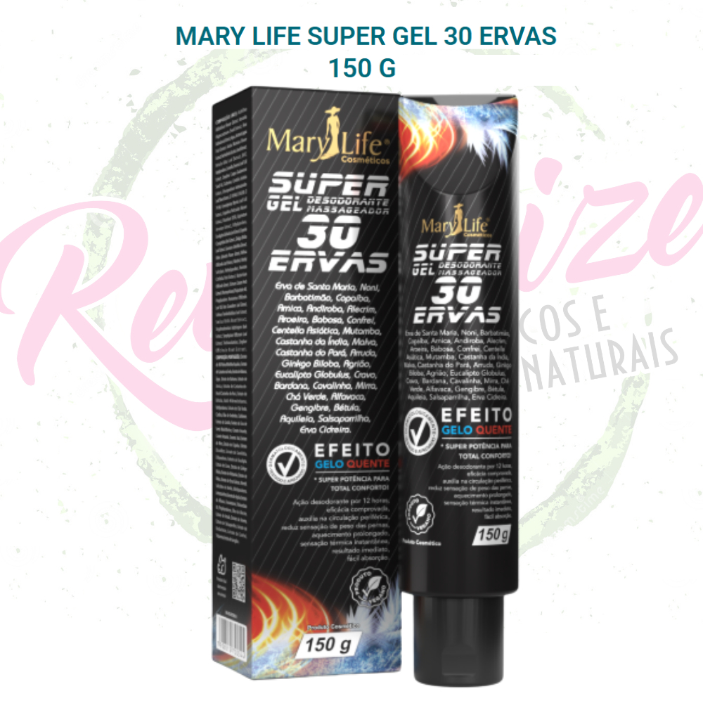 Super Gel Desodorante Massageador 30 Ervas 150G - Mary Life | Shopee Brasil