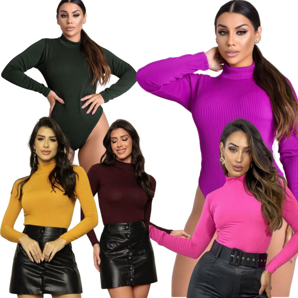 Blusa Manga Longa Feminina Body Kit C/5 Unidades | Shopee Brasil