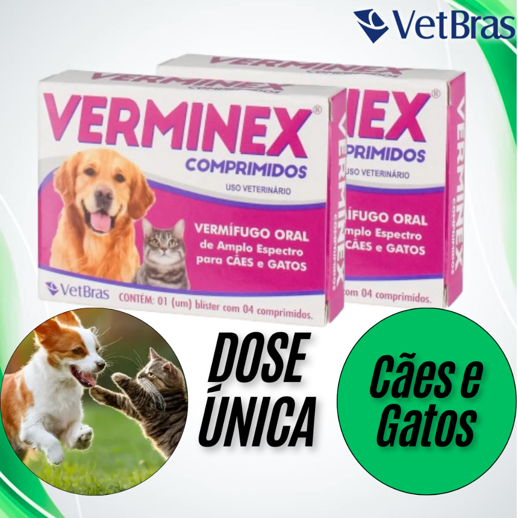 VERMINEX Vermífugo p/ CÃES e GATOS anti verme e parasitas - Vetbras ...