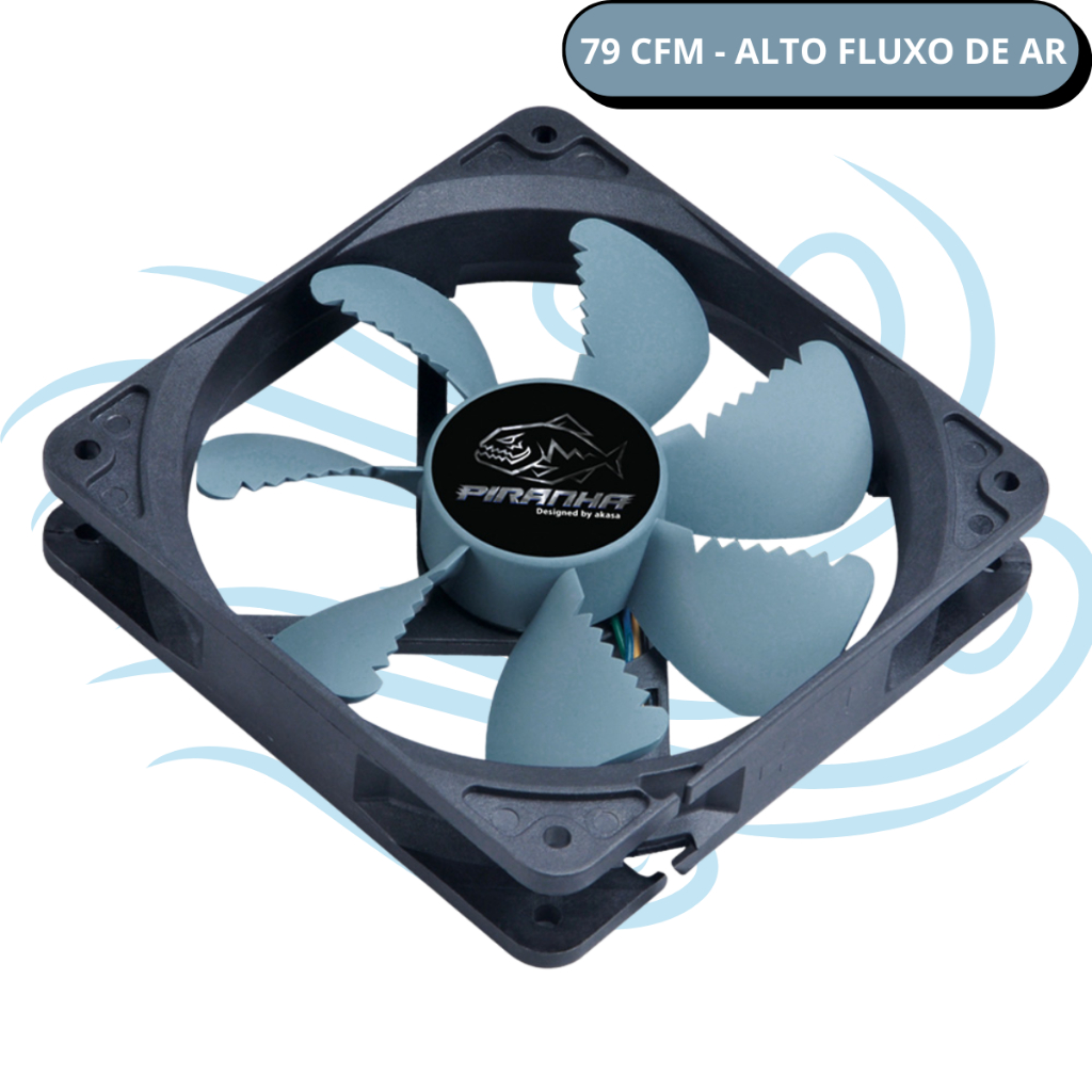 Cooler Fan Akasa Piranha 120mm PWM Silencioso Alta Performance PC ...