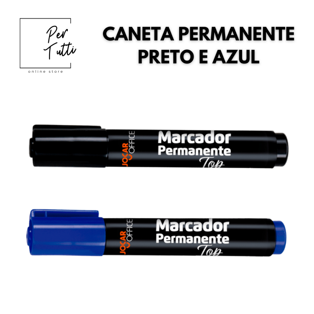 Marcador Permanente Ponta Chanfrada Top Preto e Azul - Canetão ...