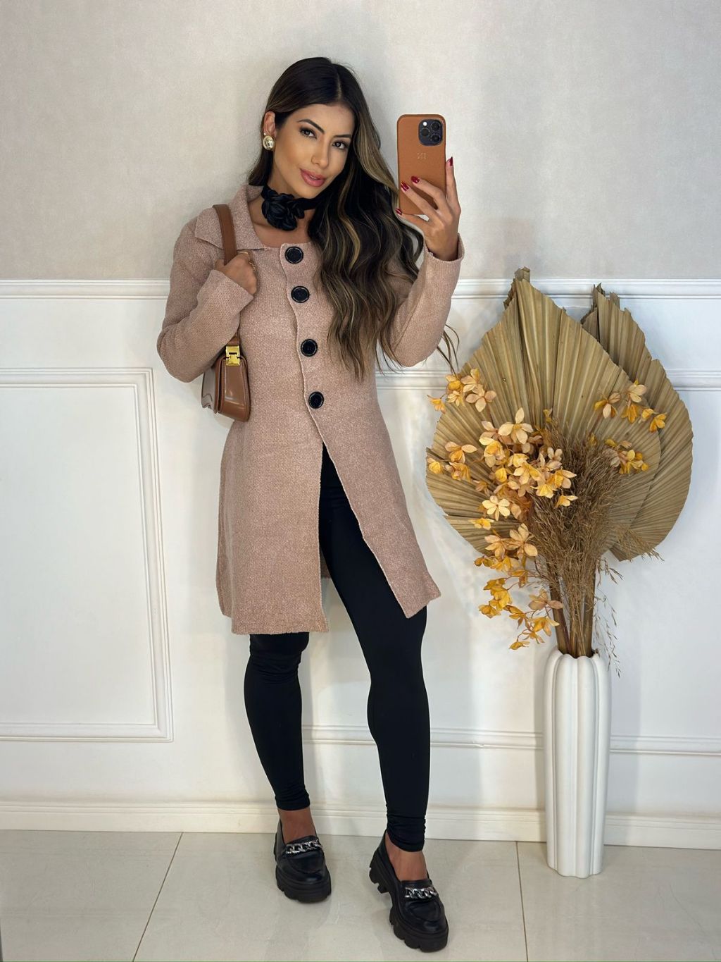 Sobretudo tricot mousse básico | Shopee Brasil