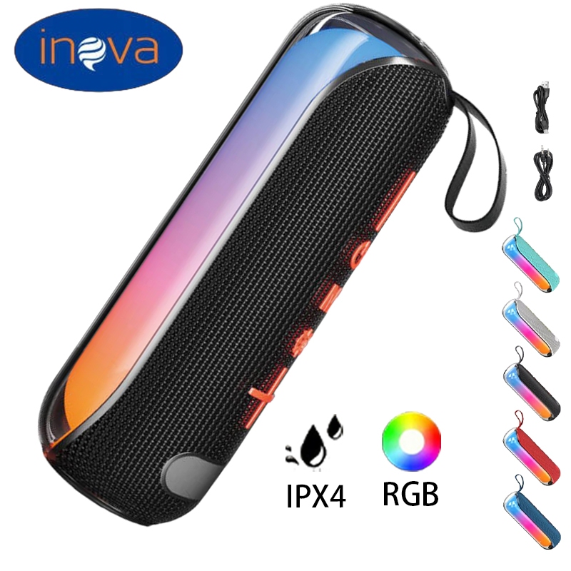 Inova caixa de som portatil com bluetooth Led RGB TF USB TWS 10W IPX4 ...