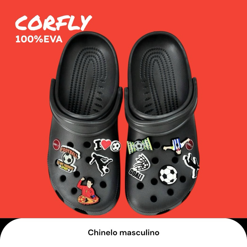 CORFLY chinelo babucha masculino sapatos de caverna com fotebol ...