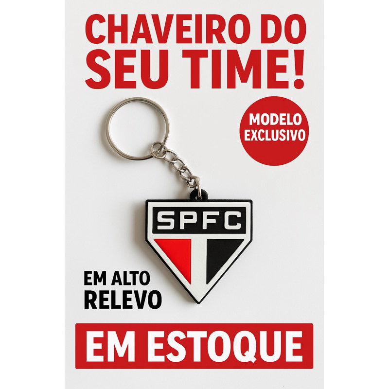Chaveiro 3D SPFC – Escudo São Paulo FC em Alto Relevo | Shopee Brasil