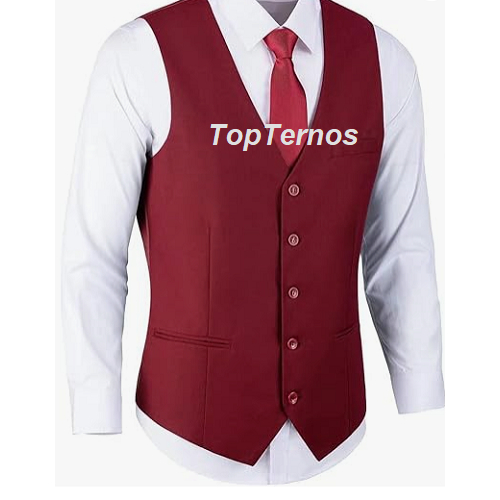 Colete de Terno Masculino Slim Fit Formal Decote V Sólido, Preto ...