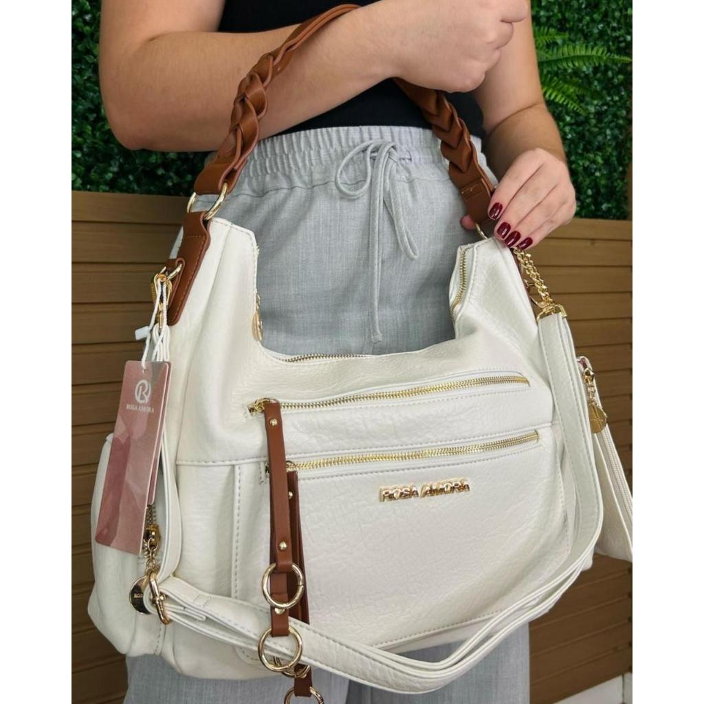 Bolsa Feminina Epaçosa Rosa Amora Alça Trançada de Ombro e Transversal ...