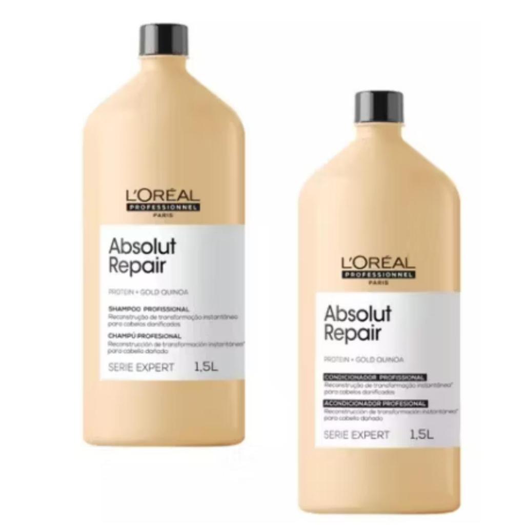 Shampoo E Condicionador 1,5l Loreal Absolut cortex Repair Gold Quinoa ...