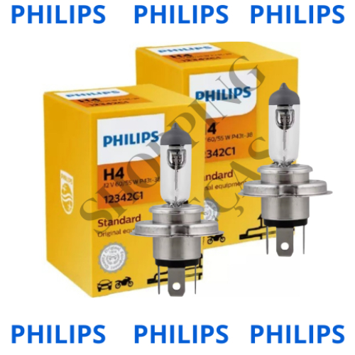 PAR LAMPADAS PHILIPS HALOGENA H4 12V 60W/55W STANDARD 12342C1 | Shopee Brasil