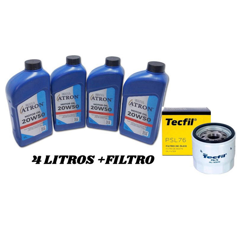 Kit Troca de óleo 4 Litros Óleo Motor 20w50 + Filtro Oleo Mineral Api Sl Atron | Shopee Brasil