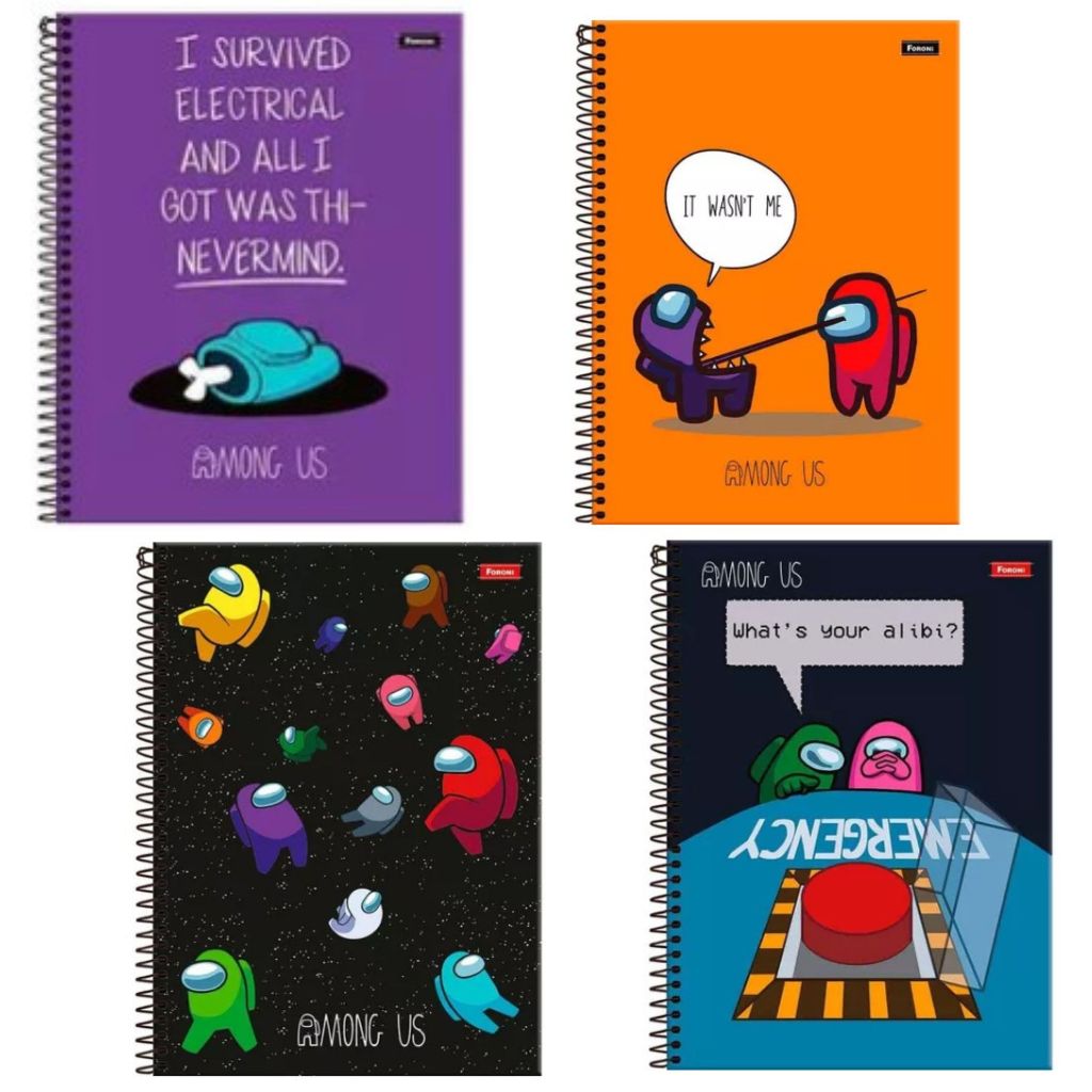 👾🚨 CADERNOS AMONG US – FORONI / 10 MATÉRIAS / 160 FOLHAS / MATERIAL ...